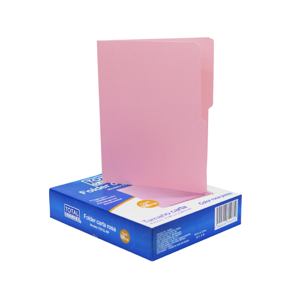 Folder Carta Rosa Pastel 1 pieza Total Office– Papelería del Ahorro