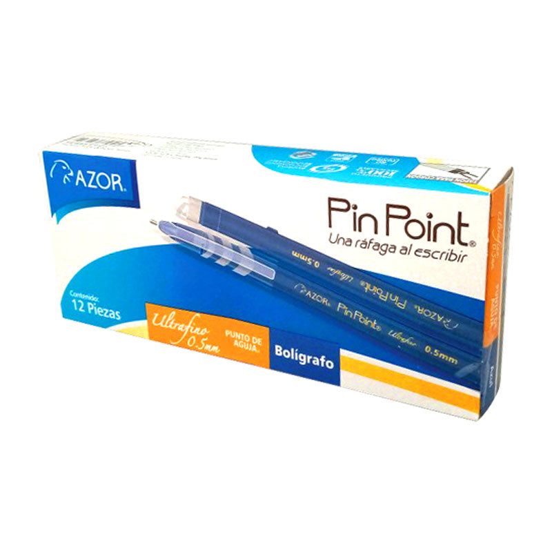 Bolígrafo Ultra Fino Azul 12 piezas Pin Point Azor – Papelería del Ahorro