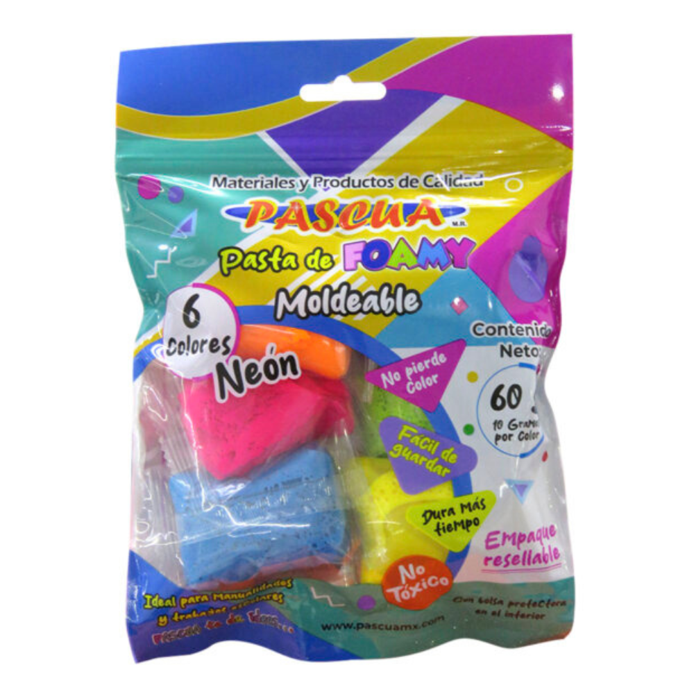 Foamy Moldeable Neón 6 Colores 50 grs Pascua– Papelería del Ahorro