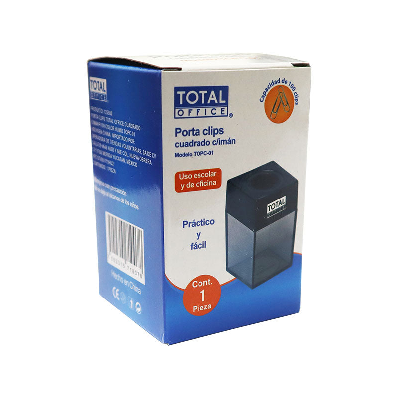 Porta Clips Cuadrado C/Imán Color Humo Total Office – Papelería del Ahorro