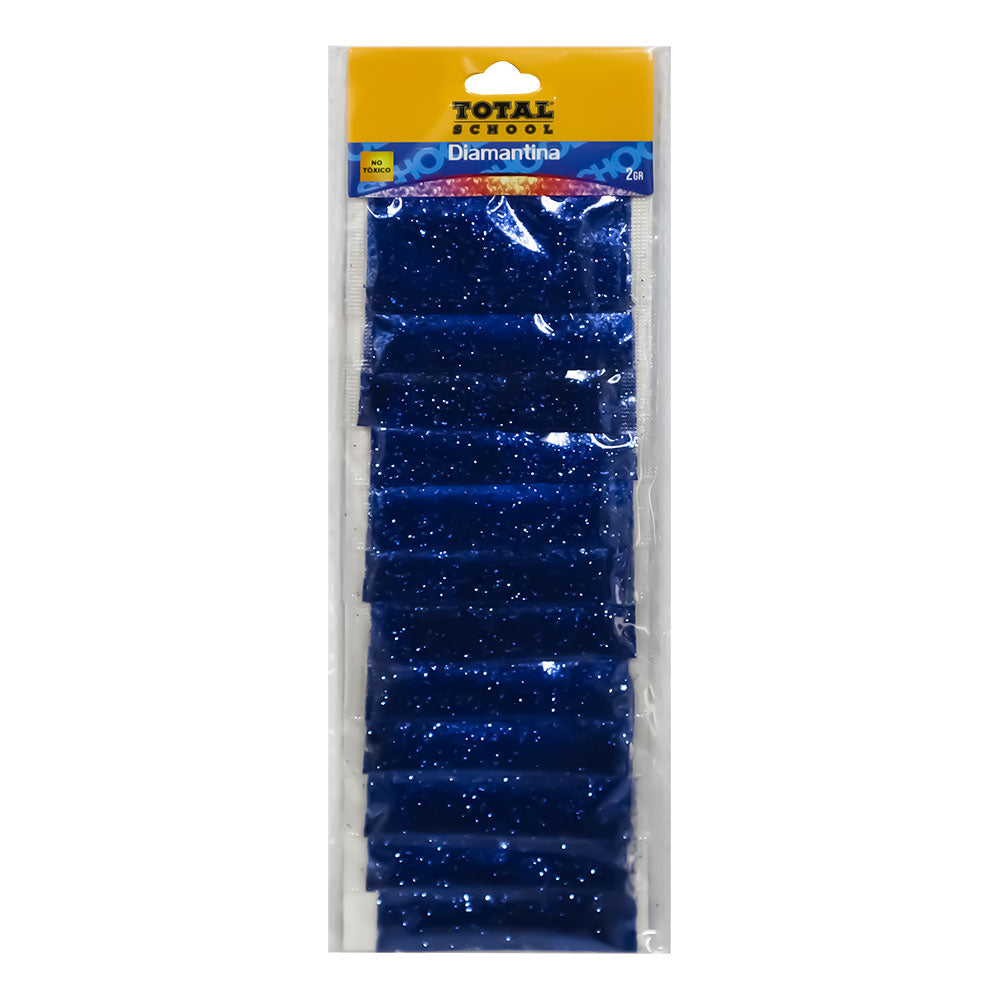 Diamantina Fina Azul Blíster 12 piezas Total School – Papelería del Ahorro