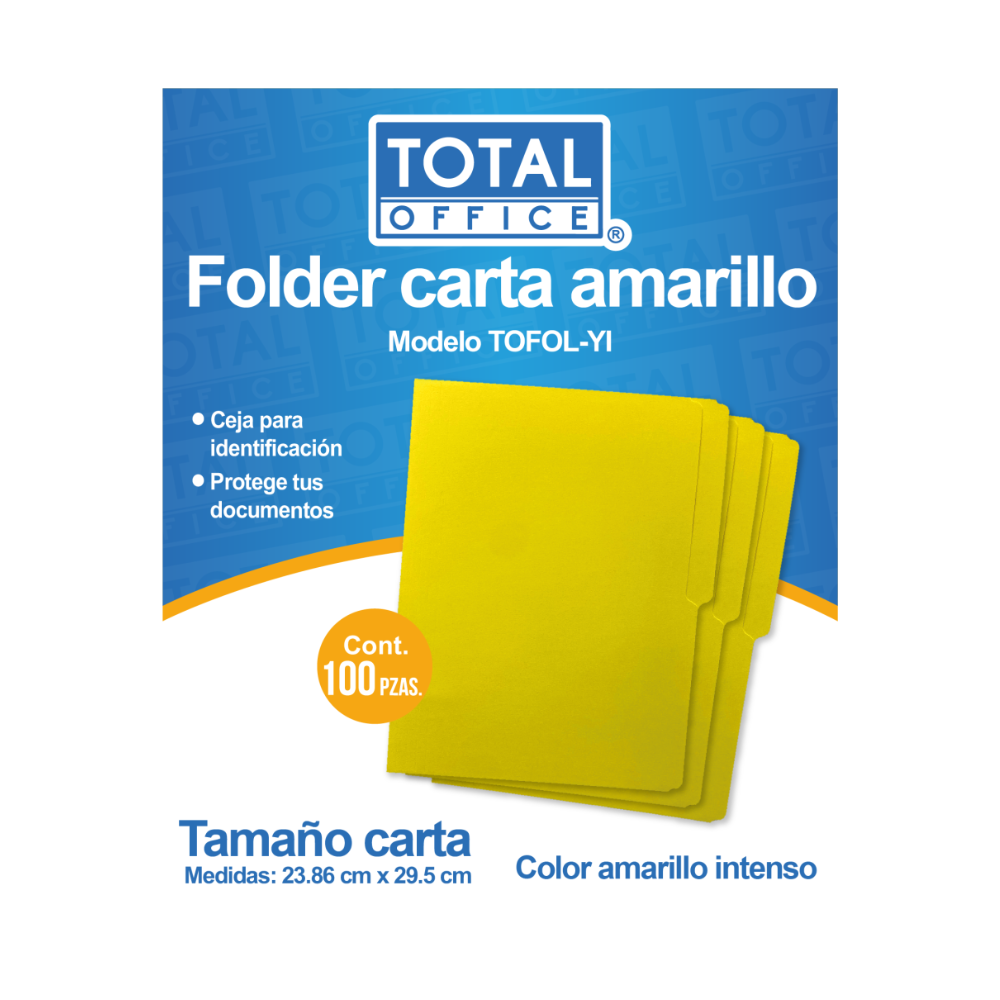 Folder Carta Amarillo Intenso 1 pieza Total Office– Papelería del Ahorro