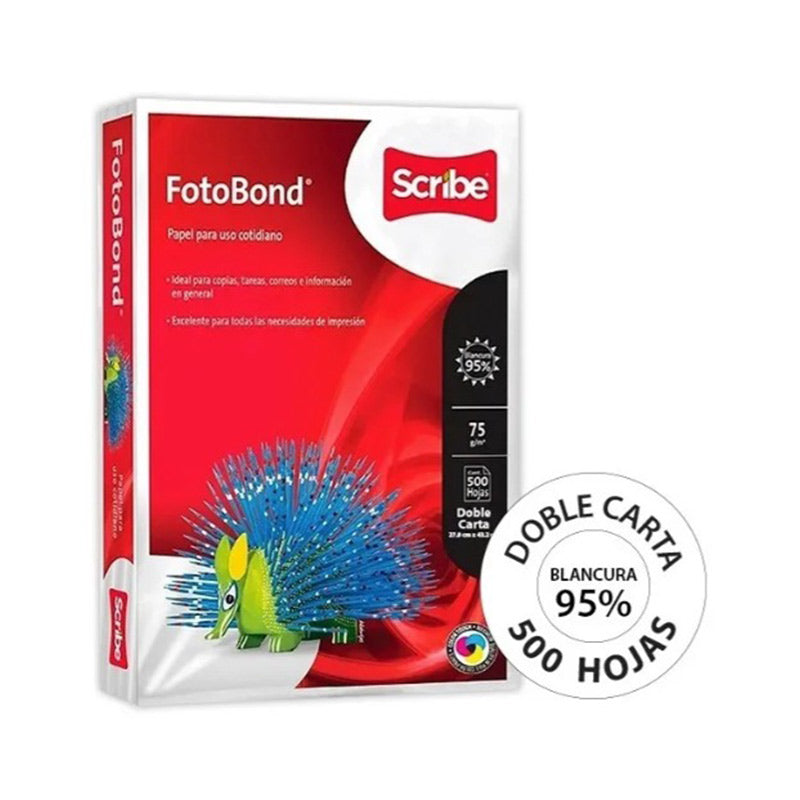 Papel Bond Doble Carta Blanco 500 hjs 75 grs Fotobond Scribe ...