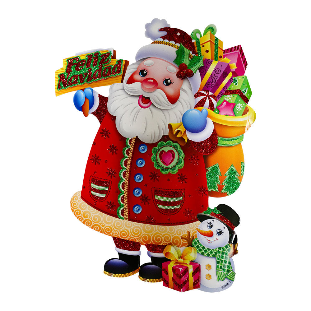 Adorno Navideño Carton Santa con Costal de Regalos 40 x 31 cm Itrade ...