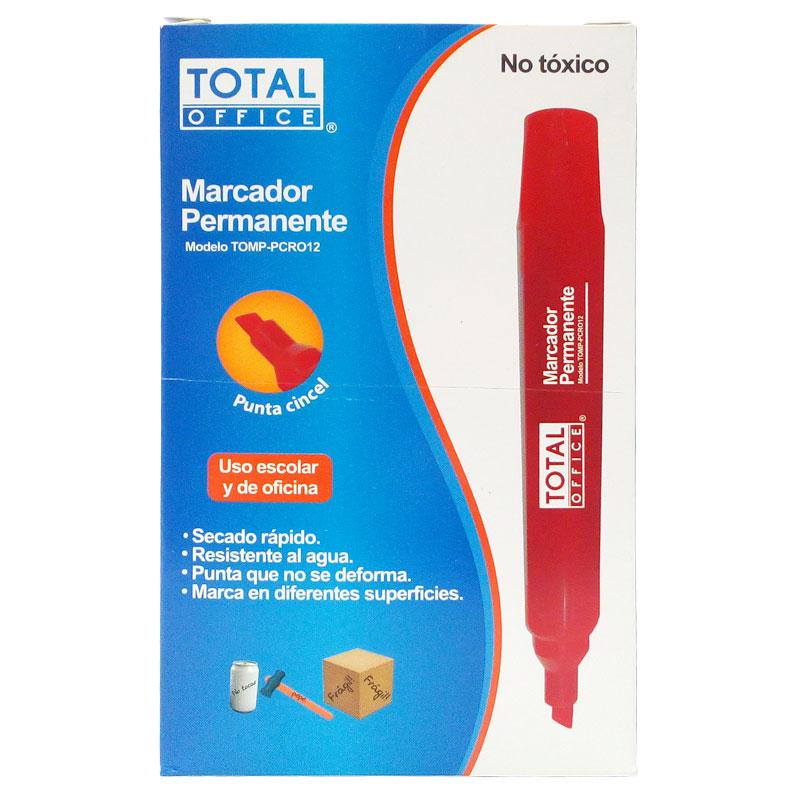 Marcador Permanente Rojo 12 piezas Total Office – Papelería del Ahorro