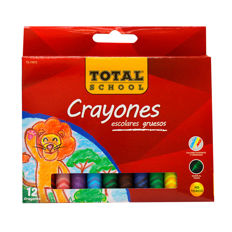 Crayones Gruesos Redondos C/12 piezas Total School – Papelería del Ahorro