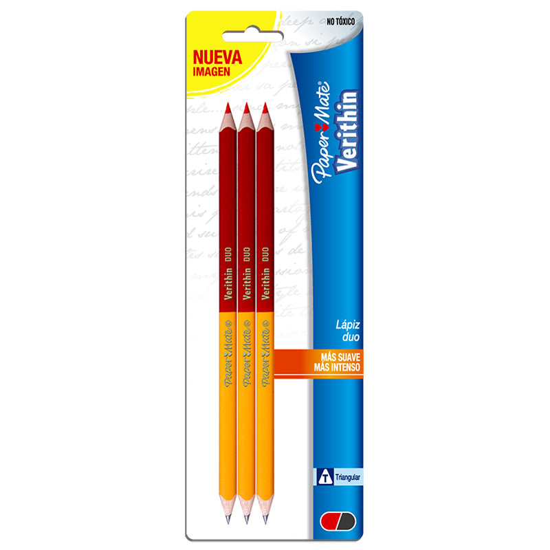 Lápiz Bicolor Delgado Grafito/Rojo 3 piezas Blíster Verithin Newell ...