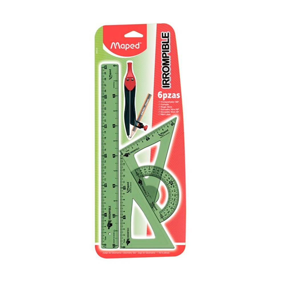 Equipo de Geometría Flexible C/Compas Precisión Paquete 6 piezas Maped ...